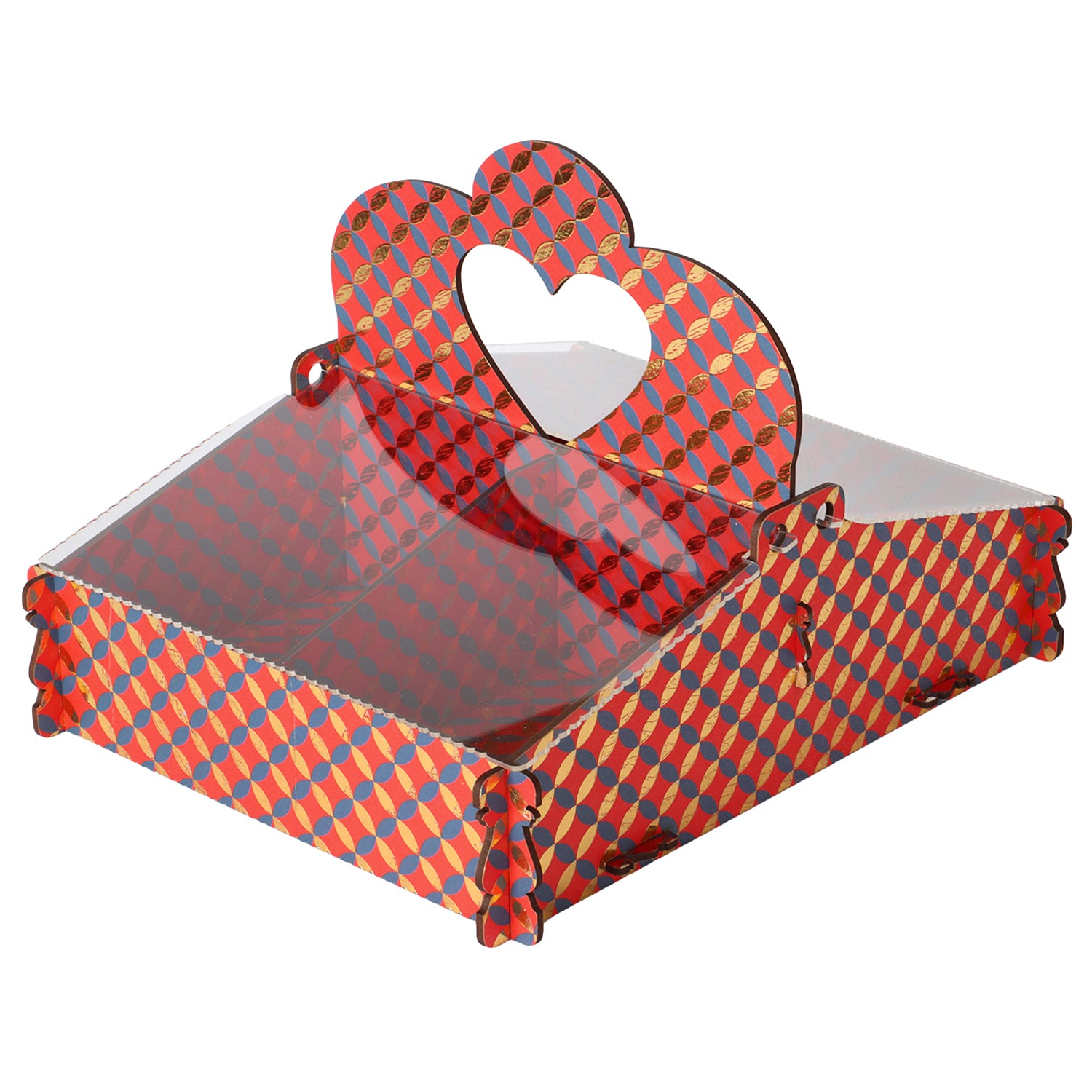 Laser Cut Acrylic Top Four Partition Hamper Tray with Handle | Hamper ...