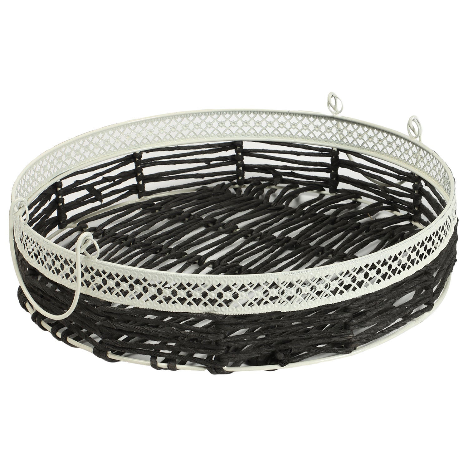 Multipurpose Round Metal Tray With 2 Stylish Handle (14x14x3 inch) 170 ...