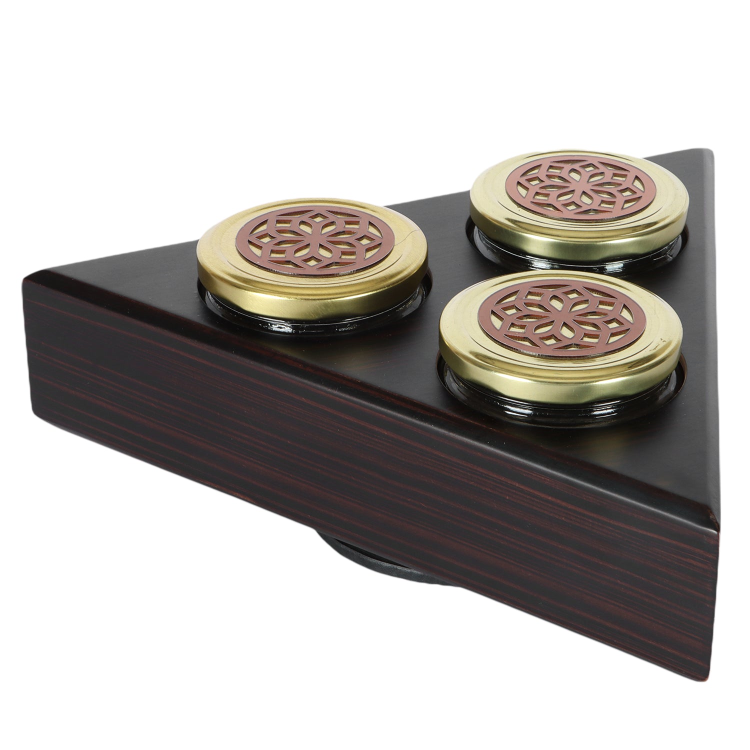 Rotational Triangle Wooden Gift Trays Box with 3 laser cut design salsa ...