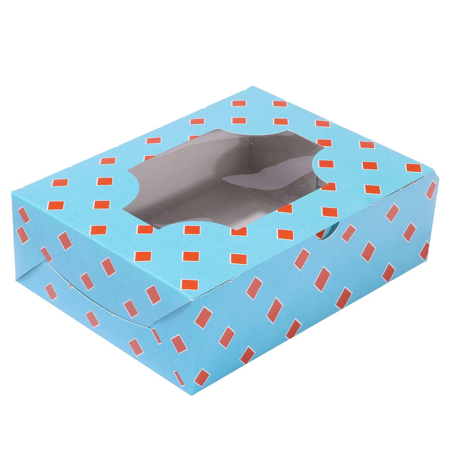 Blue and red design box with PVC window | Cake, Gifting Box – Nice ...