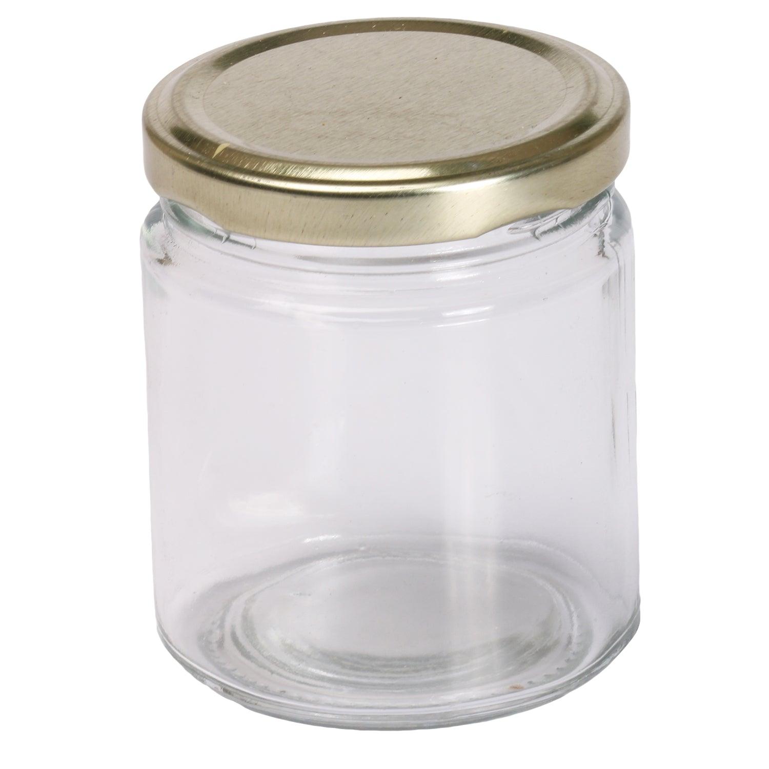 Empty glass jars with golden cap (2.5x2.5x3inch) JAR_SMALLSALSA 225ml ...